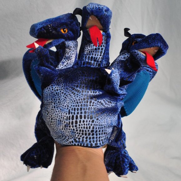Folkmanis Puppets | Toys | Folkmanis3 Headed Blue Dragon Hand Puppet Plush Stuffed Animal 56gw ...